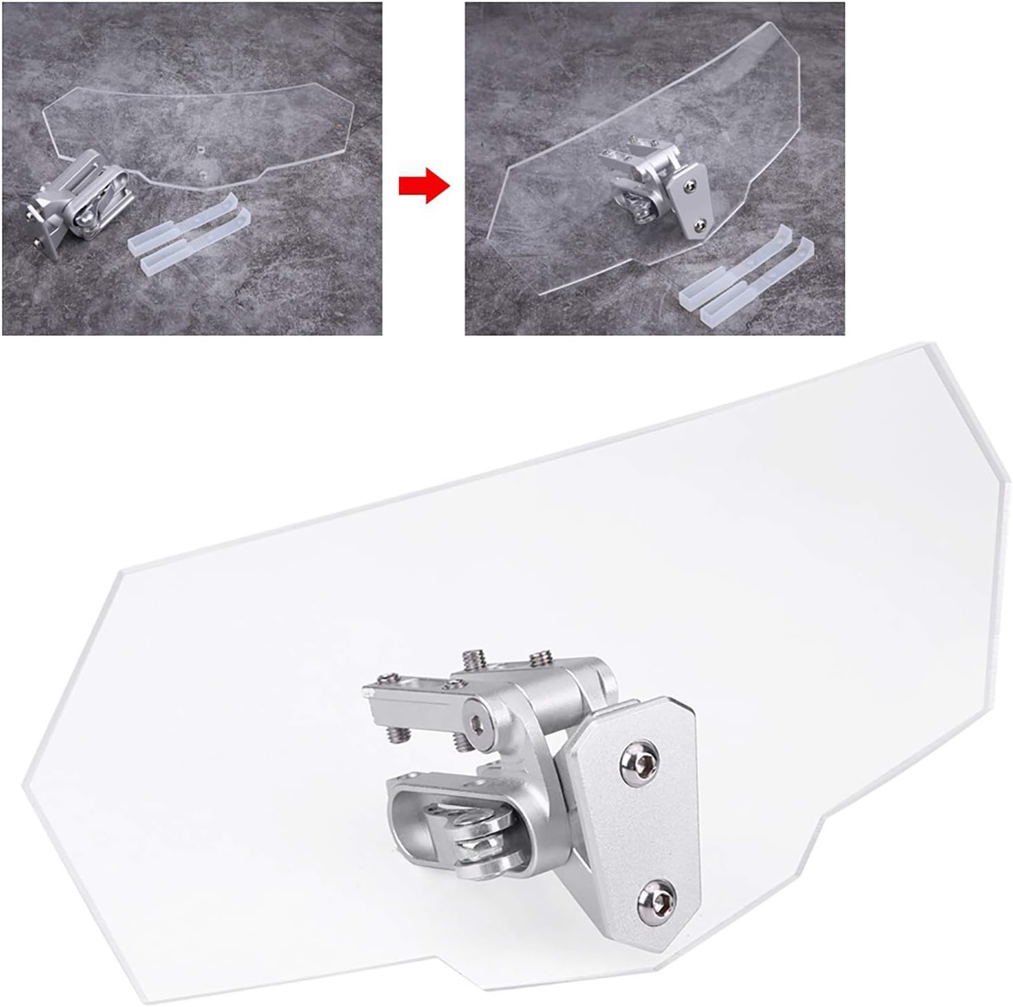 UNIVERSAL MOTORCYCLE WINDSHIELD EXTENDER (ADJUSTABLE SPOILER SINGLE CL