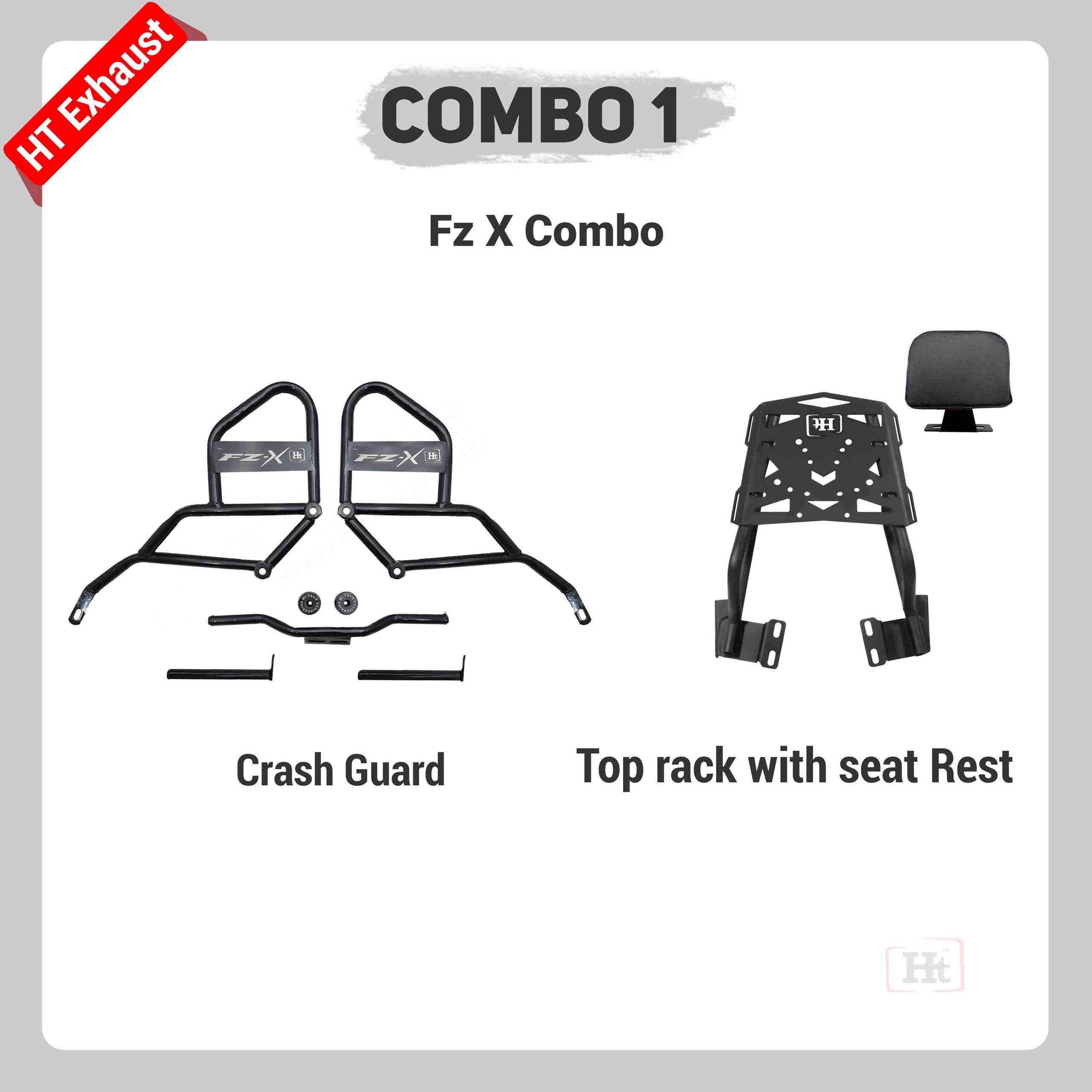 COMBO 1 FZ X Crash Guard + Top Rack with Seatrest – HT EXHAUST – SPARIFY
